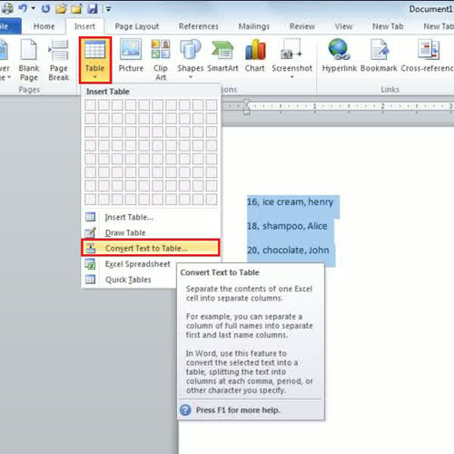 How To Convert Text Into Table In Microsoft Word 2010 HowTech