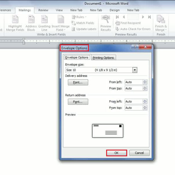 How To Create An Envelope In Word 2010